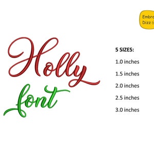 Christmas Cursive Embroidery Font Holly , Machine Embroidery Design ...