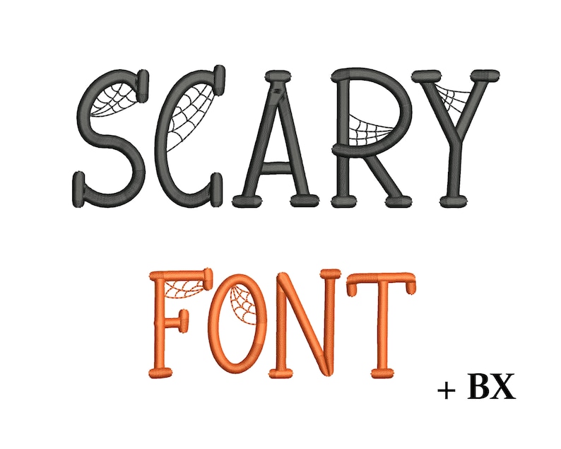 Halloween Spider Embroidery Font Scary Embroidery Design for - Etsy