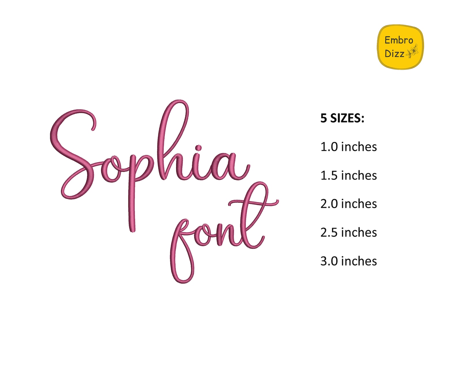 Script Embroidery Font Sophia , Machine Embroidery Font , BX Cursive ...