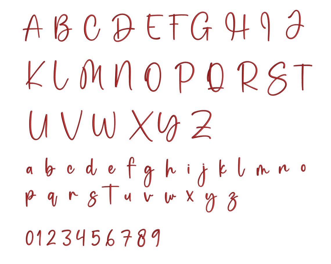 Cursive Thin Machine Embroidery Font , Machine Embroidery Design , BX ...