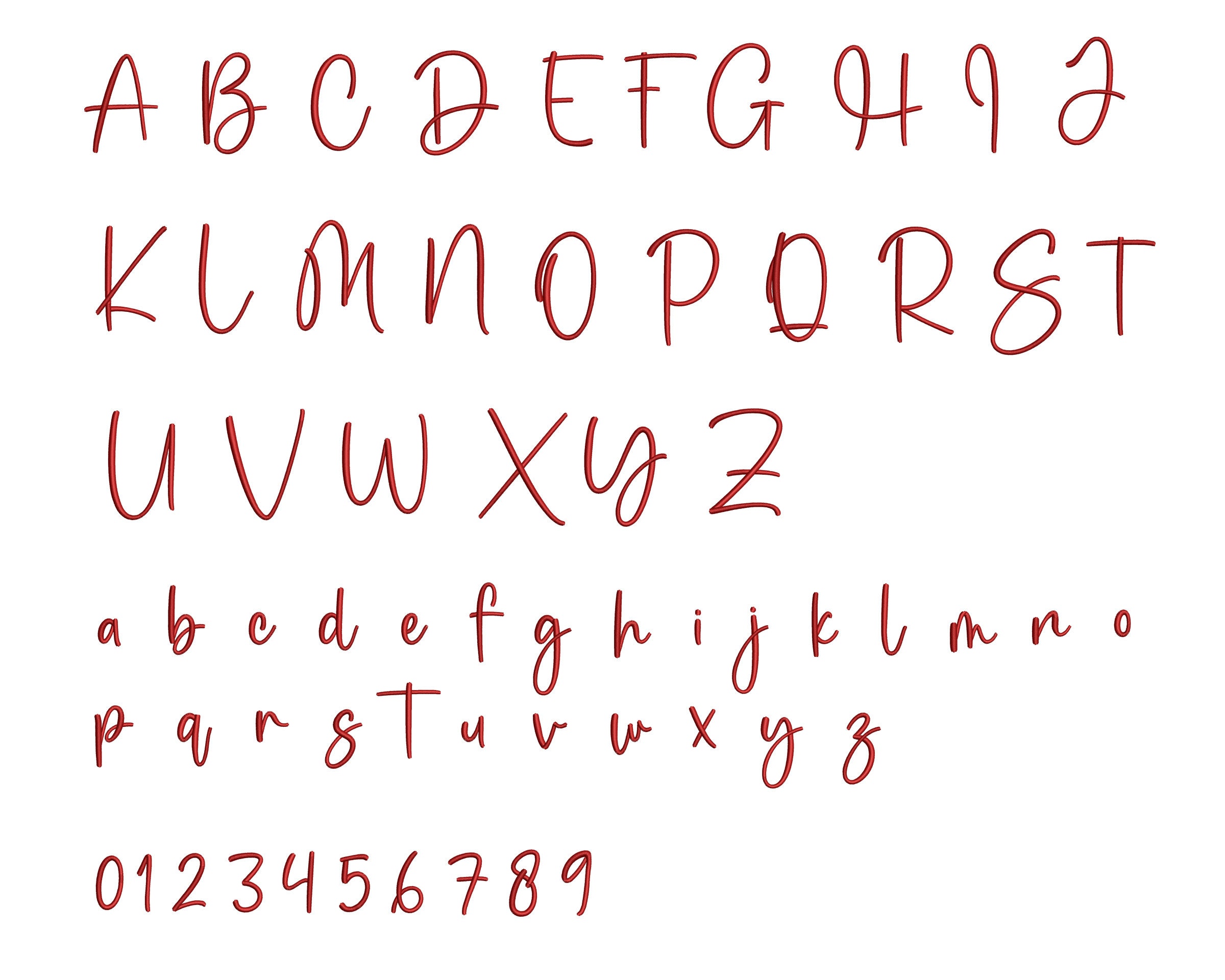 Cursive Thin Machine Embroidery Font , Machine Embroidery Design , BX ...