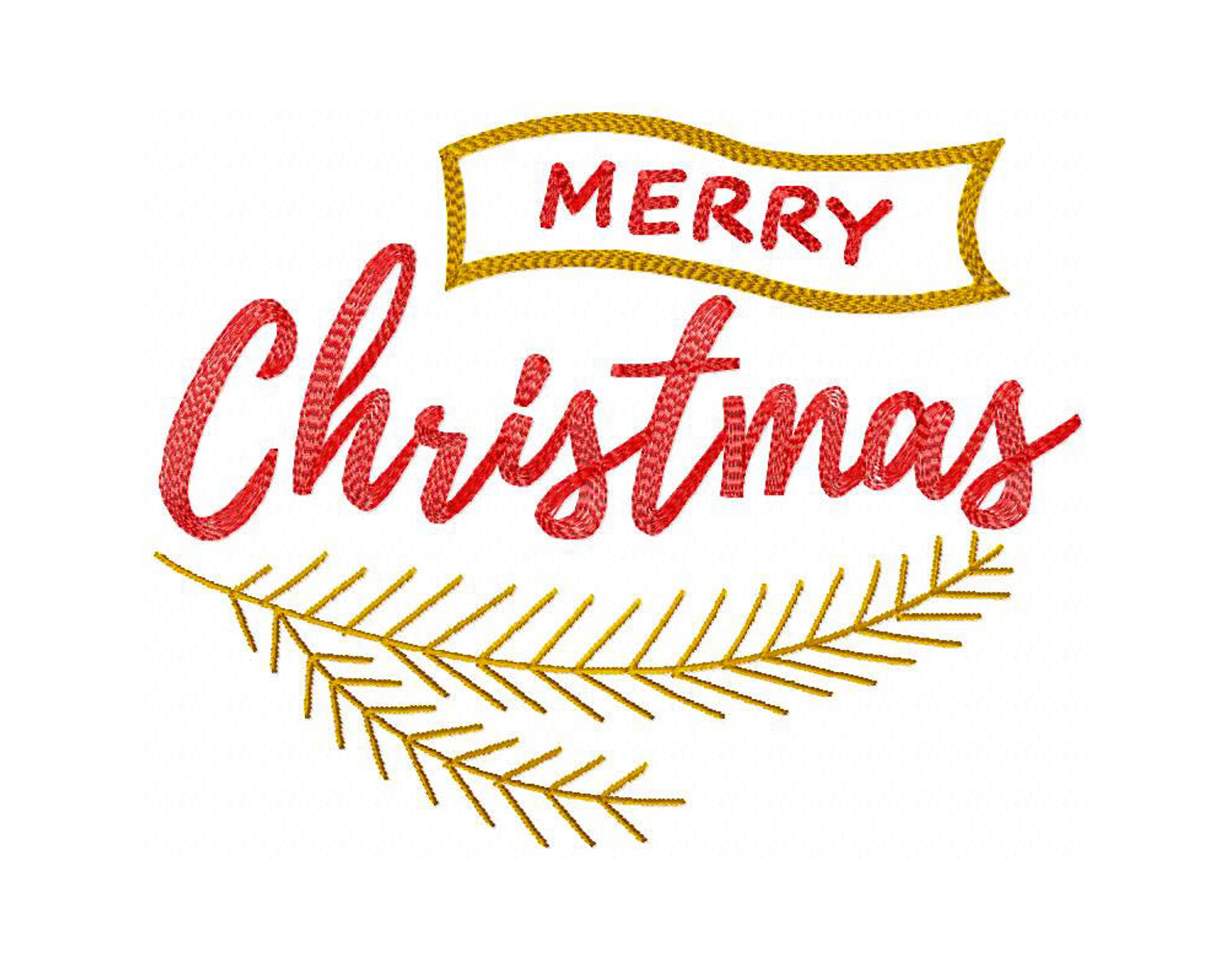 Merry Christmas Sketch Embroidery Design – Machine Embroidery File ...