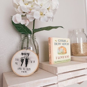 Baby Footprints & Birth Stats Embroidery New Baby Gift | Etsy