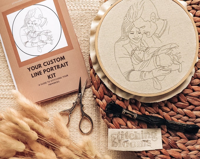 Portrait Embroidery Kit Custom Line Art Photo Embroider DIY - Etsy