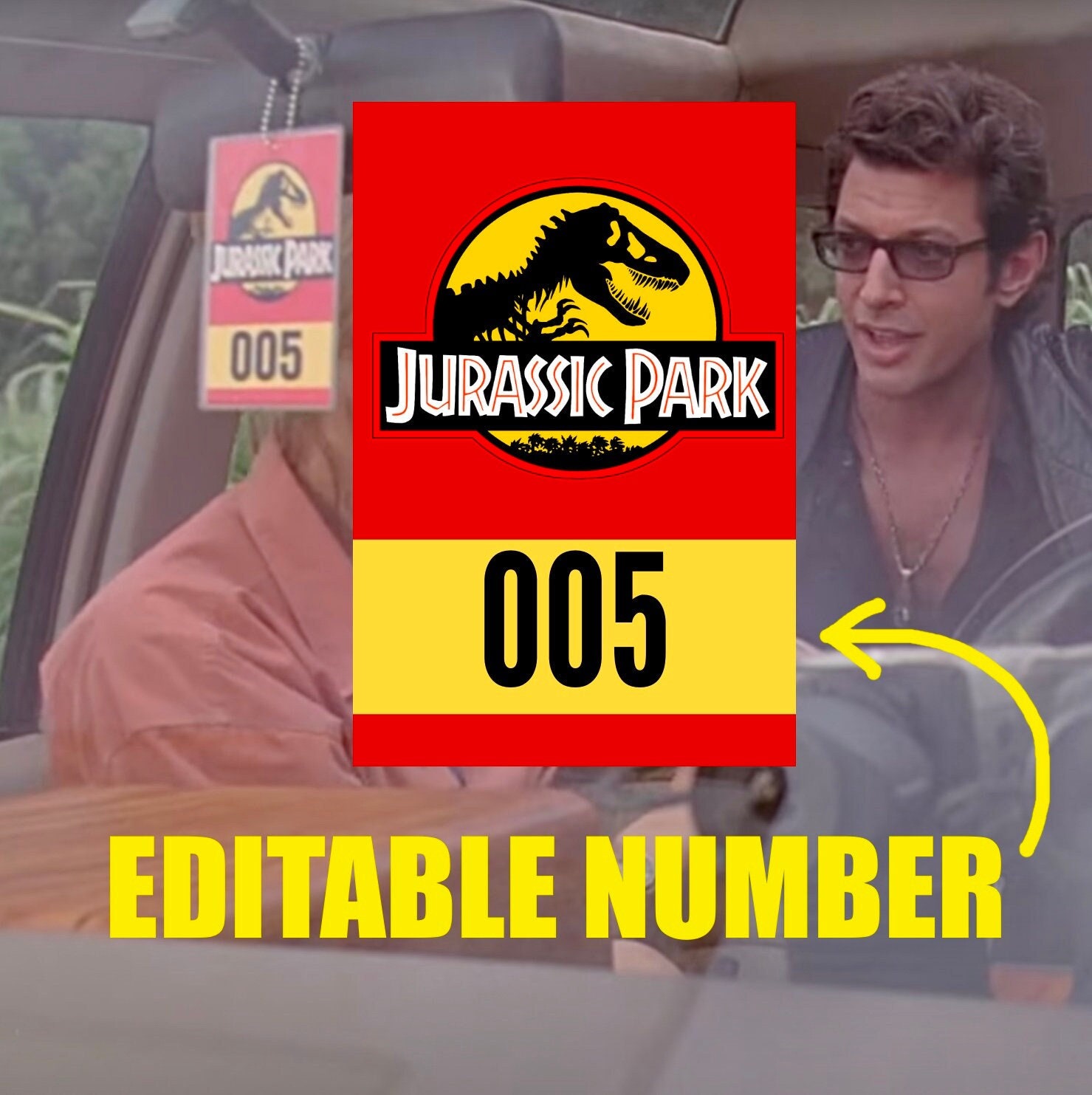 Jurassic Park Car Pass Template Digital Etsy