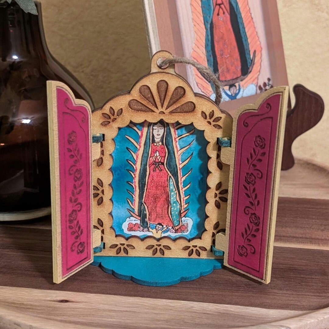 Guadalupe Retablo Nicho Shadow Box Finished Hand Painted Art | Wooden ...