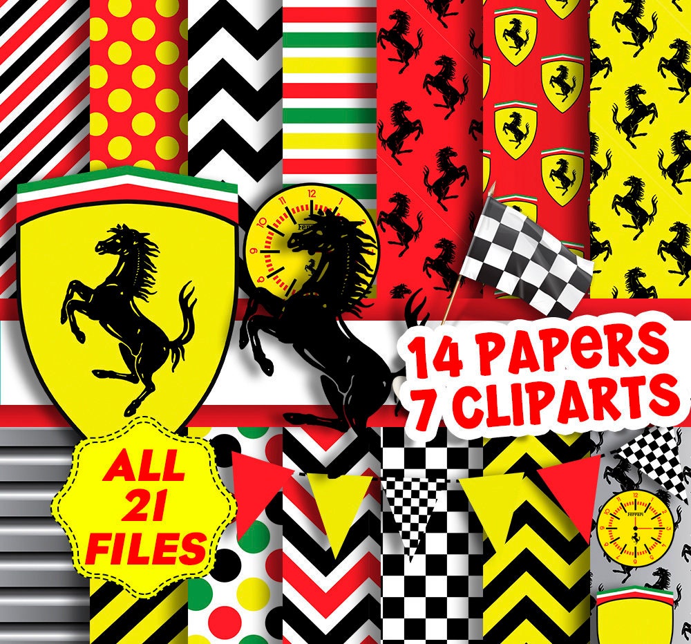 Ferrari Clipart Ferrari Paper Ferrari PNG Ferrari Digital | Etsy
