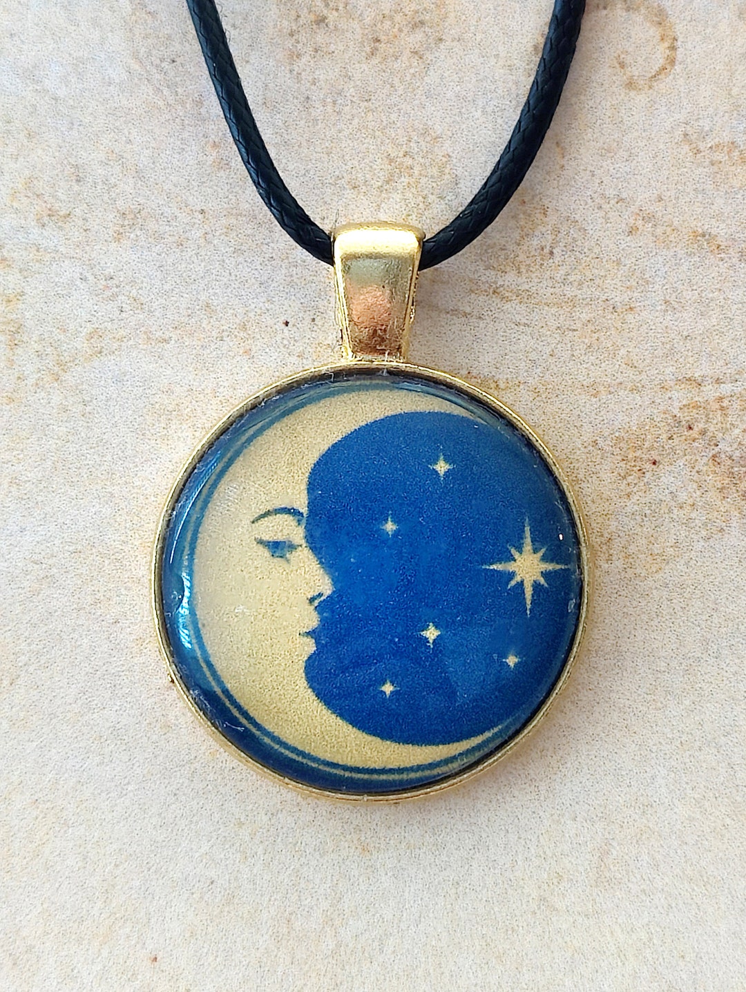 Celestial Stars and Moon Pendant Necklace - Handcrafted Cosmic Jewelry ...
