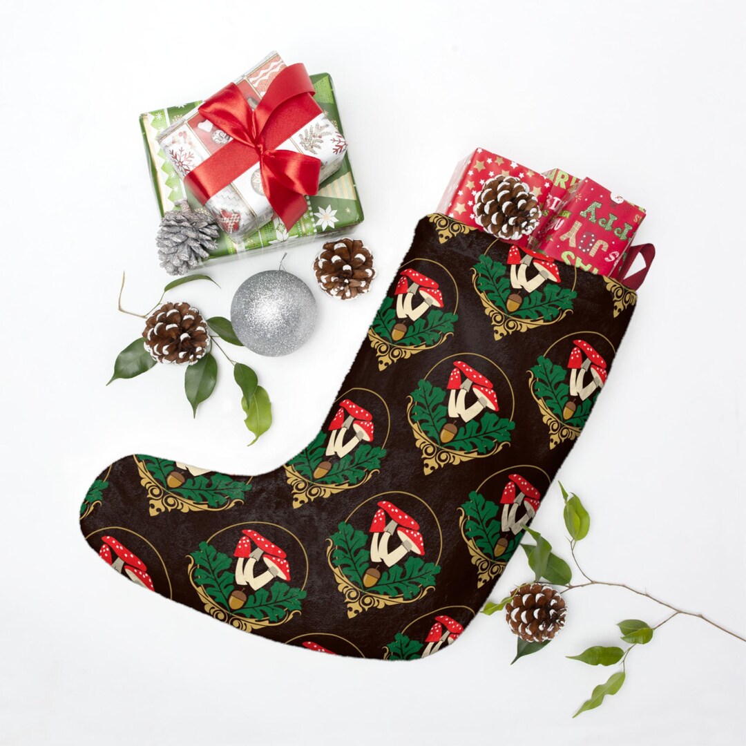 Yule Mushroom Christmas Stocking - Woodland Cottage Core Stocking - Etsy