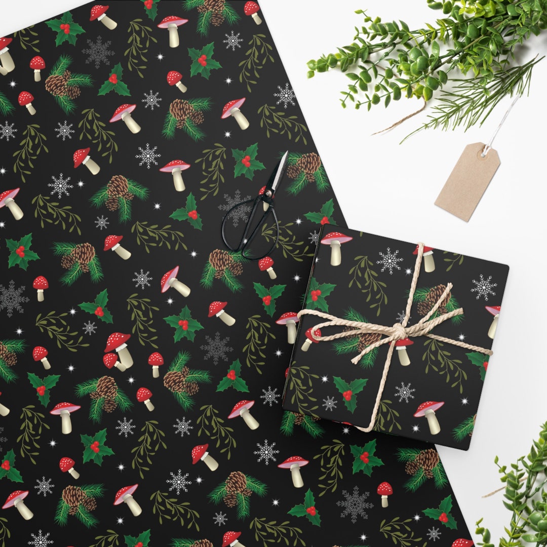 Yule Mushroom Forest Wrapping Paper, Christmas Wrapping Paper, Yule ...