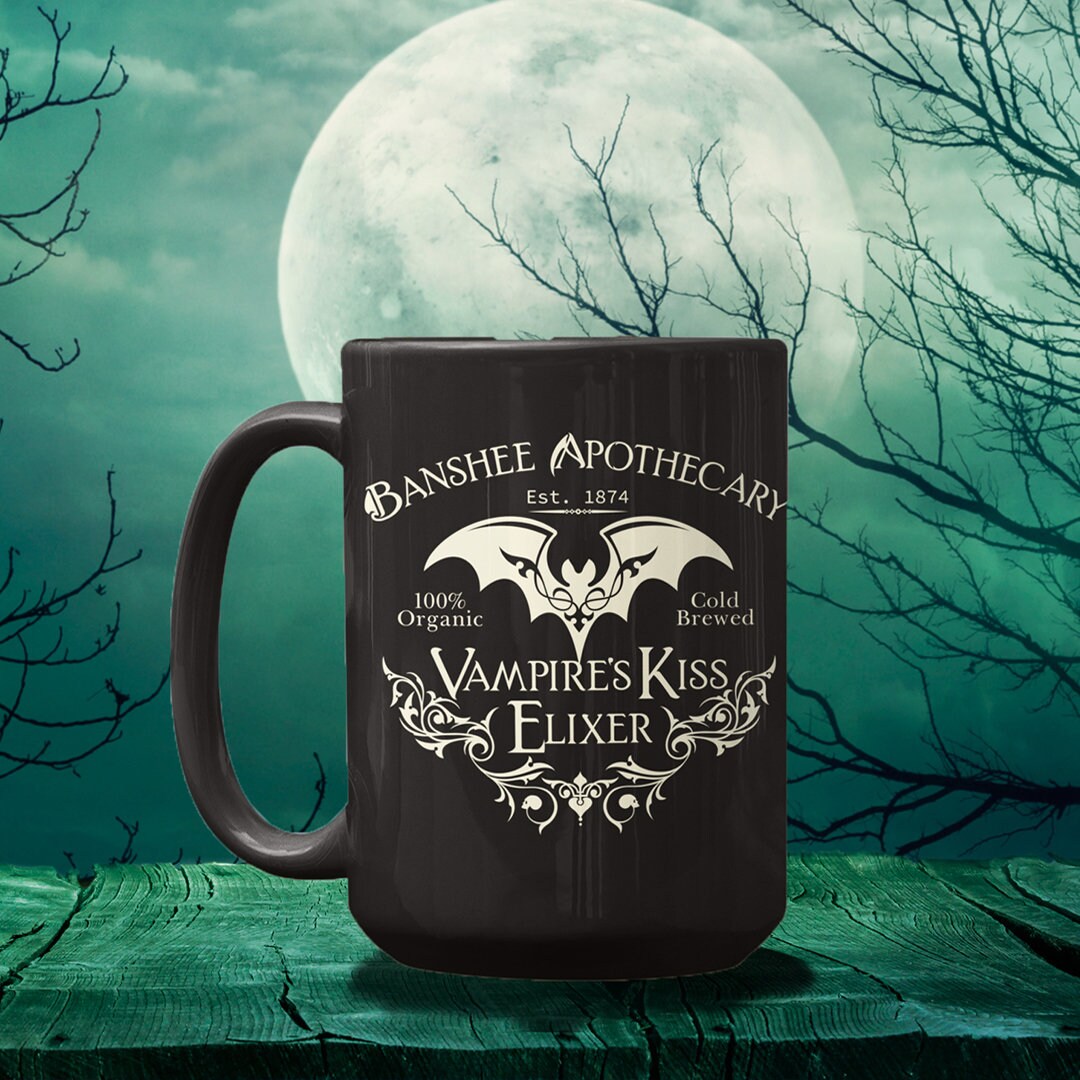 Halloween Gothic Vampire Bat Coffee Mug, Fall Mug, Halloween Mug ...