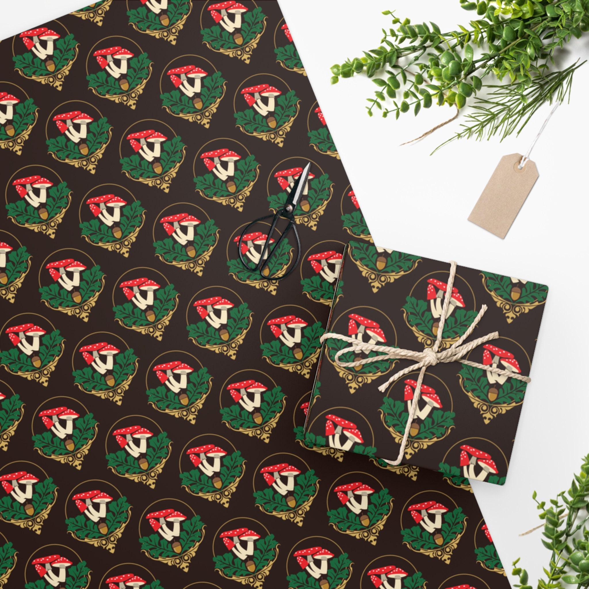 Yule Mushroom Wrapping Paper Christmas Wrapping Paper Yule - Etsy