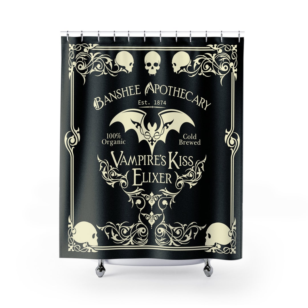 Vampire Kiss Shower Curtain: Dark Academia Gothic Halloween Decor - Etsy