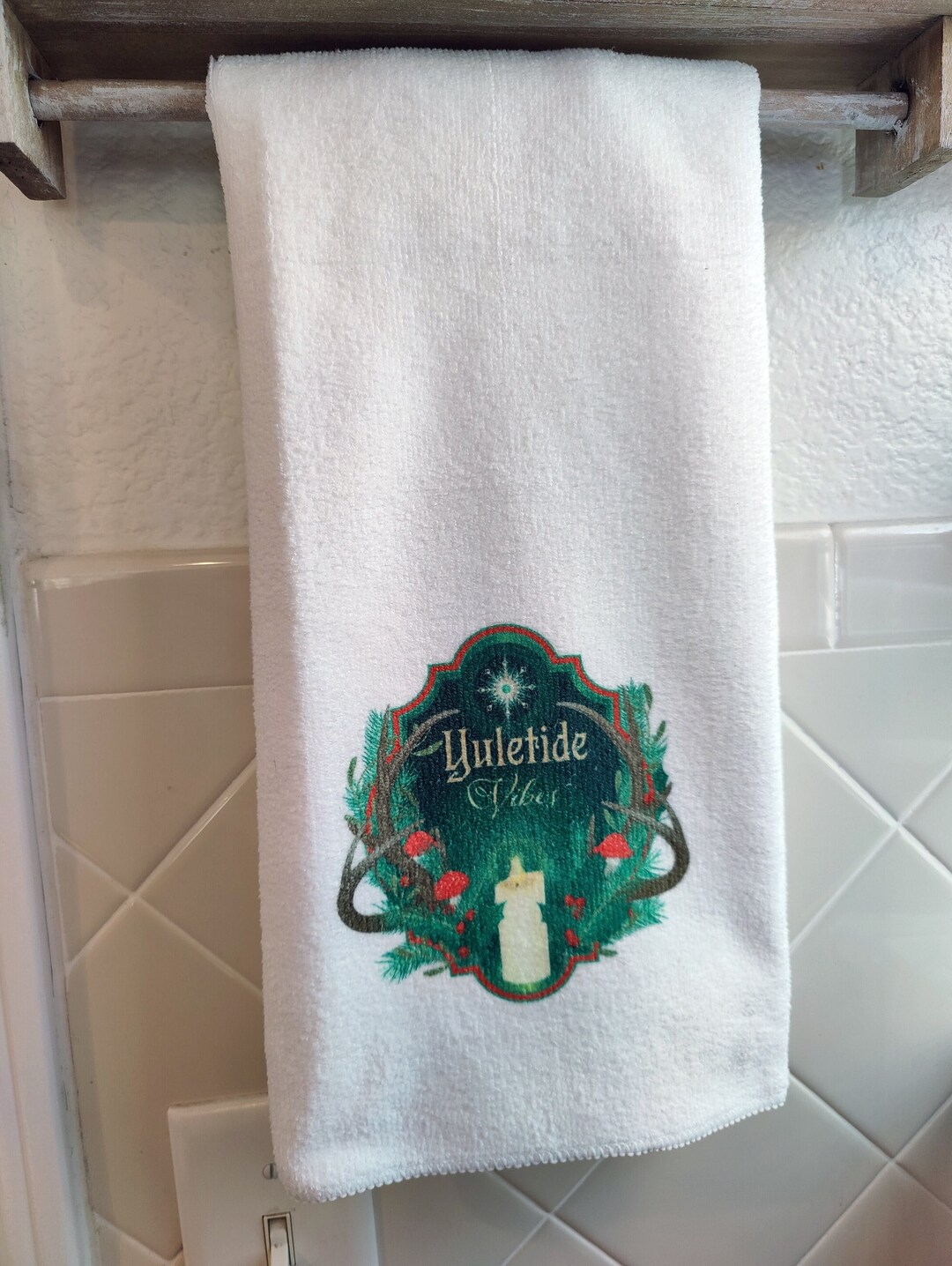 Mushroom Forest Yule Dish Towel: Kitchen Witch Decor - Etsy
