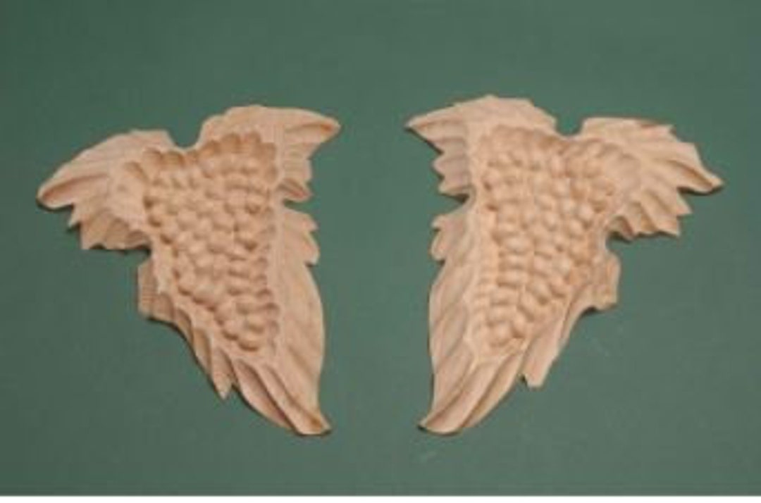 Triangular Grape & Leaf Wooden Carving - Etsy