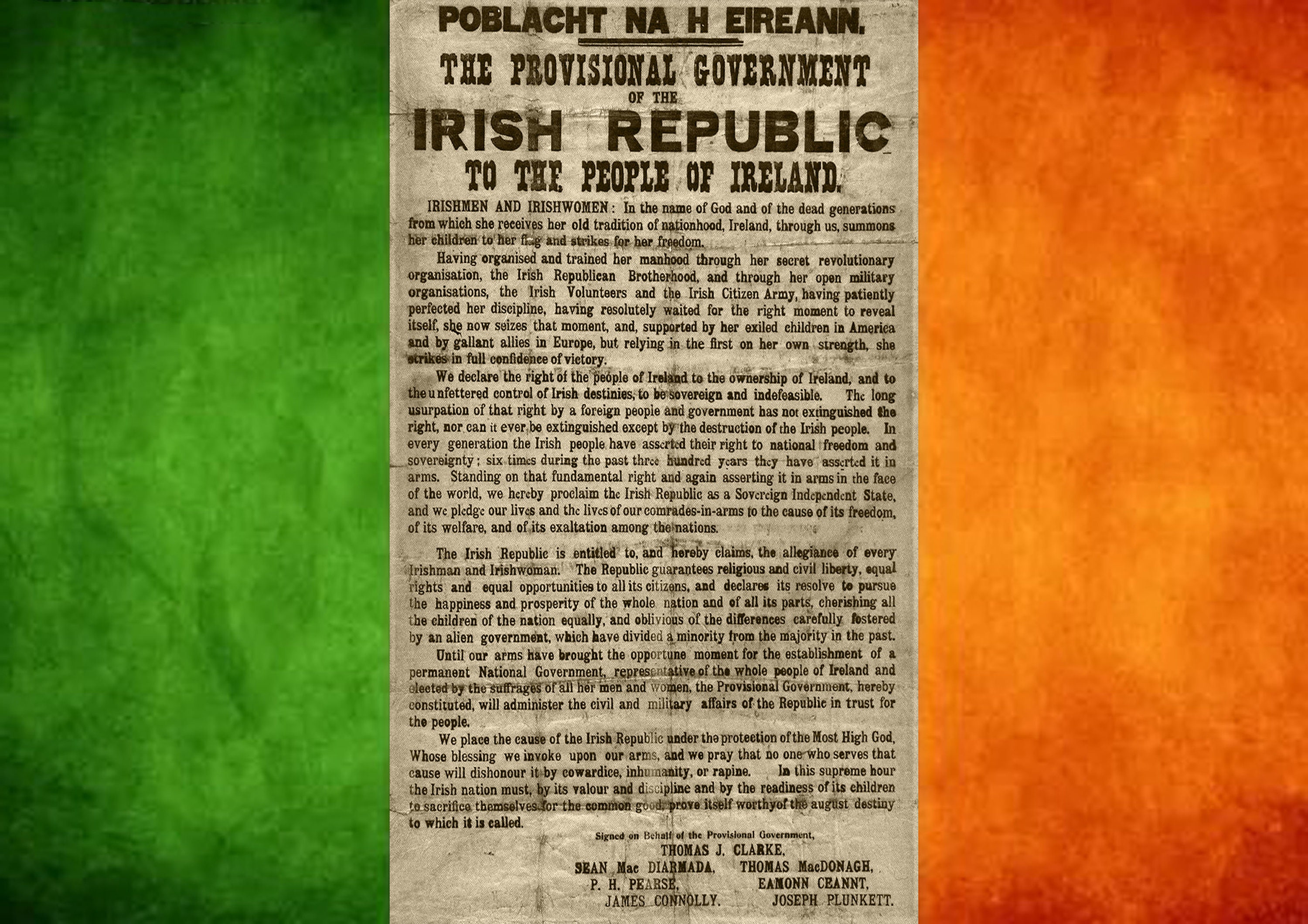Irelands National Flag Inscribed With the 1916 Easter Proclamation A4 ...