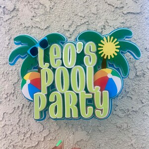 Pool Party Theme Cake Topper - Etsy