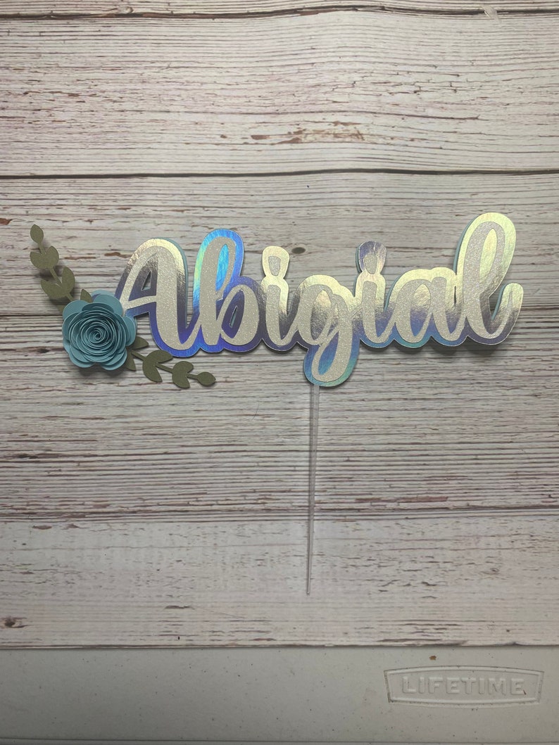 Name Cake Topper Flower Cake Topper Name and Flower Theme | Etsy