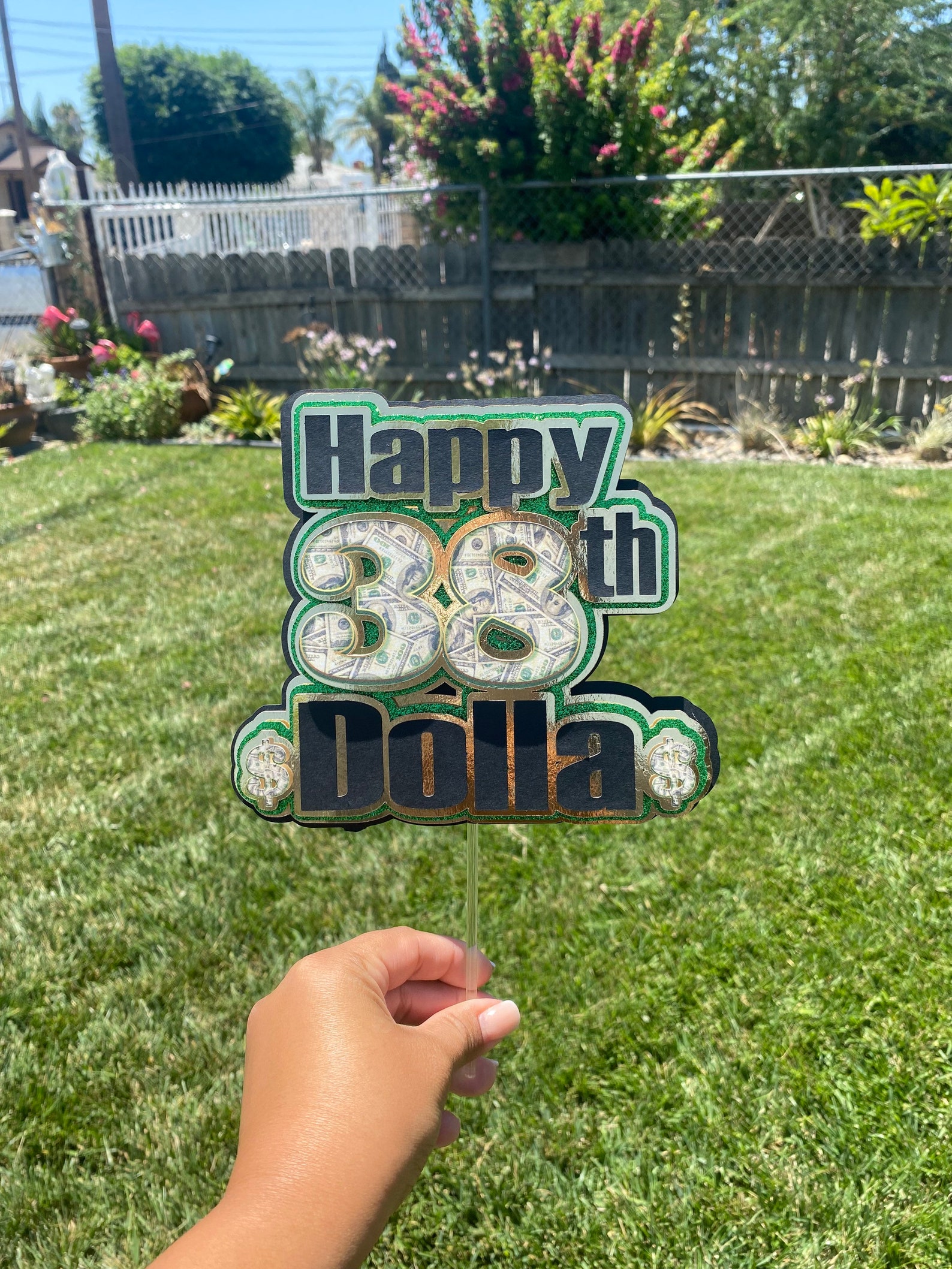 Money Theme Cake Topper Dollar Sign Cake Topper Green and | Etsy