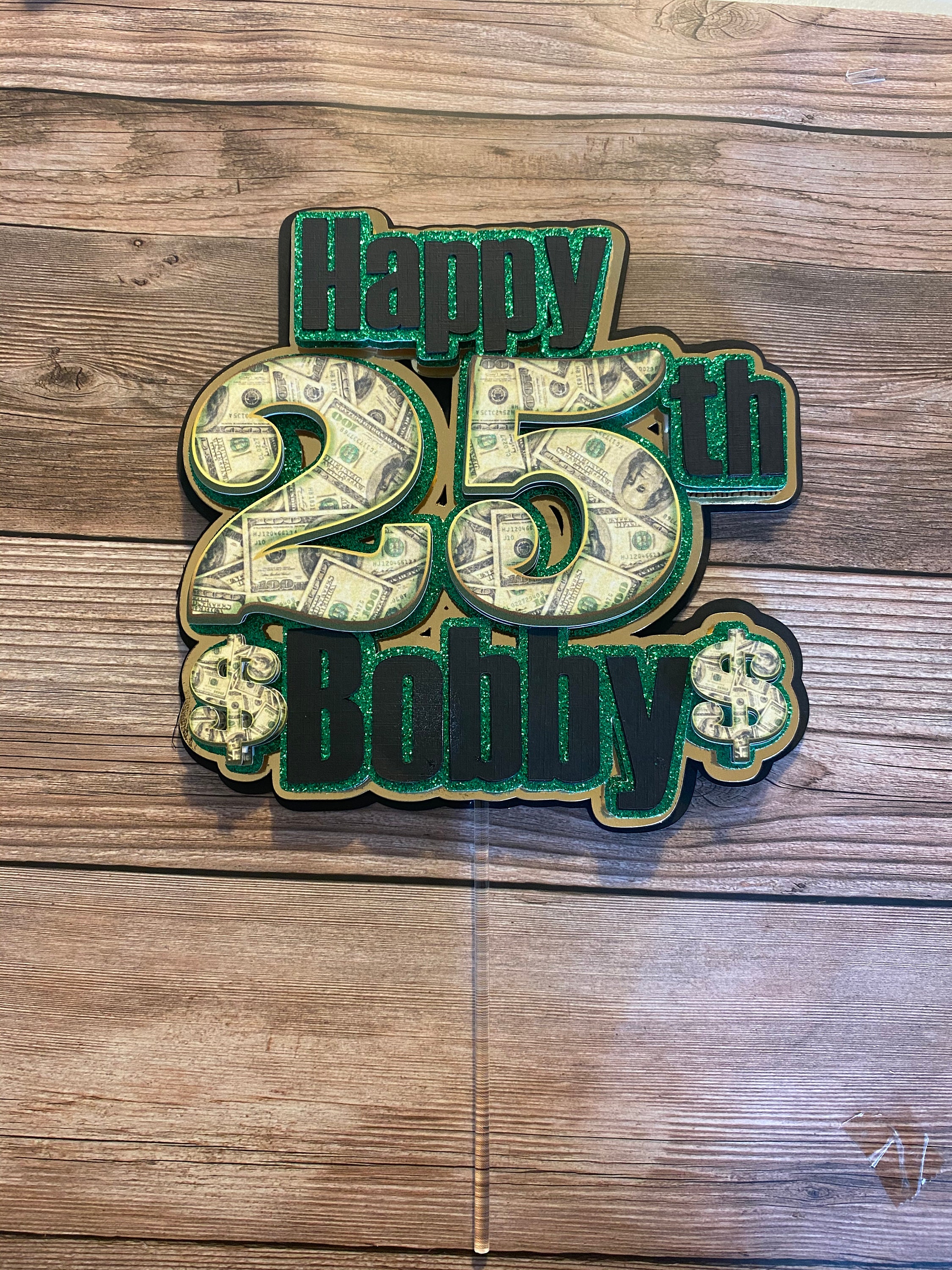 Money Theme Cake Topper Dollar sign Cake Topper Green and | Etsy