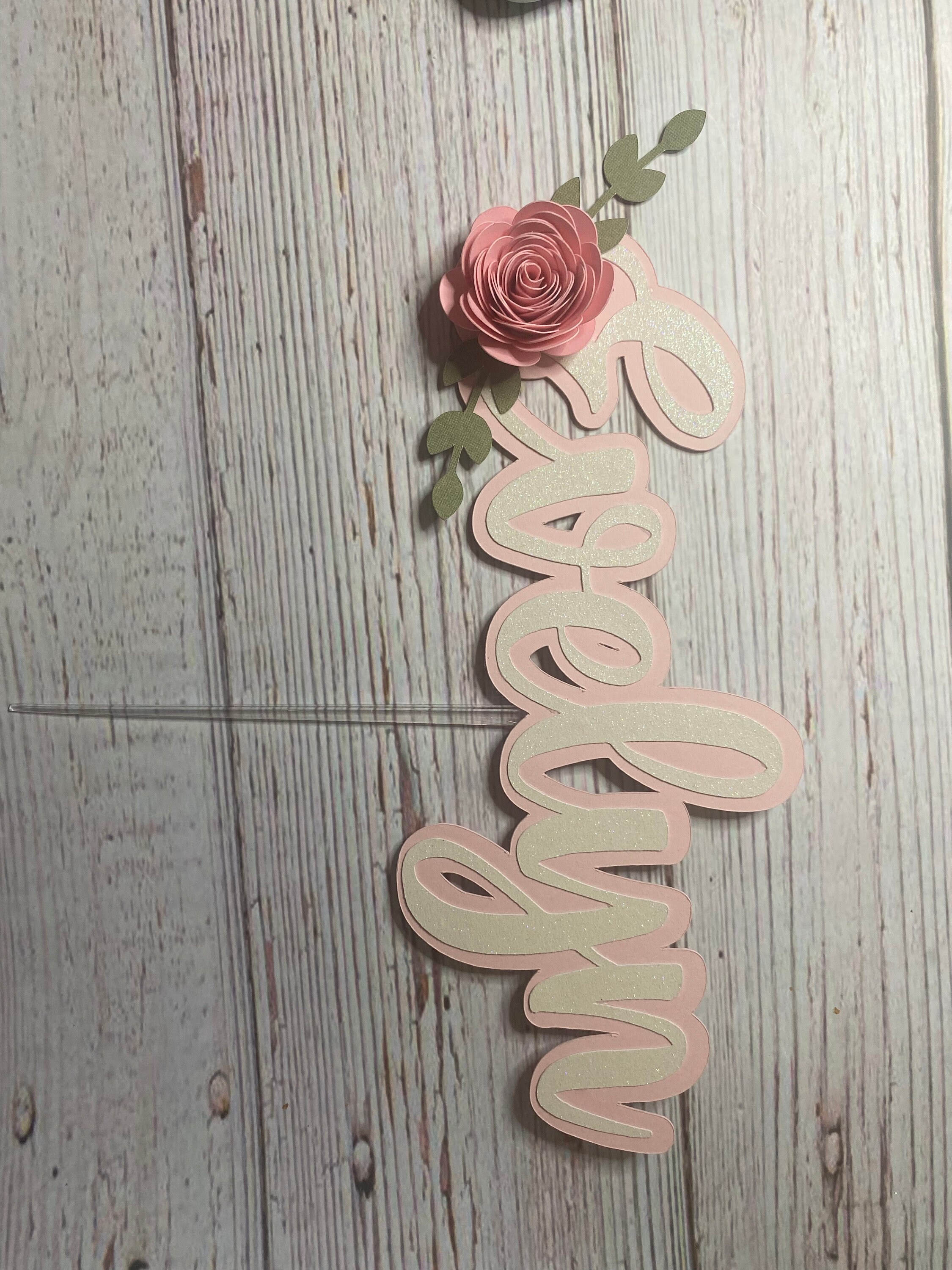 Name Cake Topper Flower Cake Topper Name and Flower Theme | Etsy