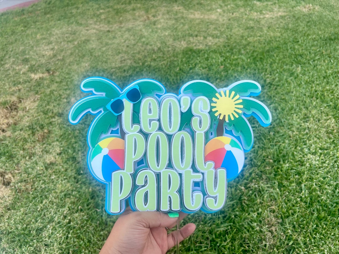 Pool Party Theme Cake Topper - Etsy
