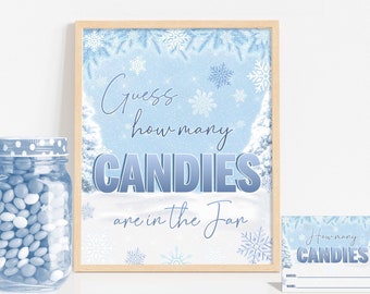 Guess How Many Snowballs Game Sign and Guess Cards Printable Penguin ...