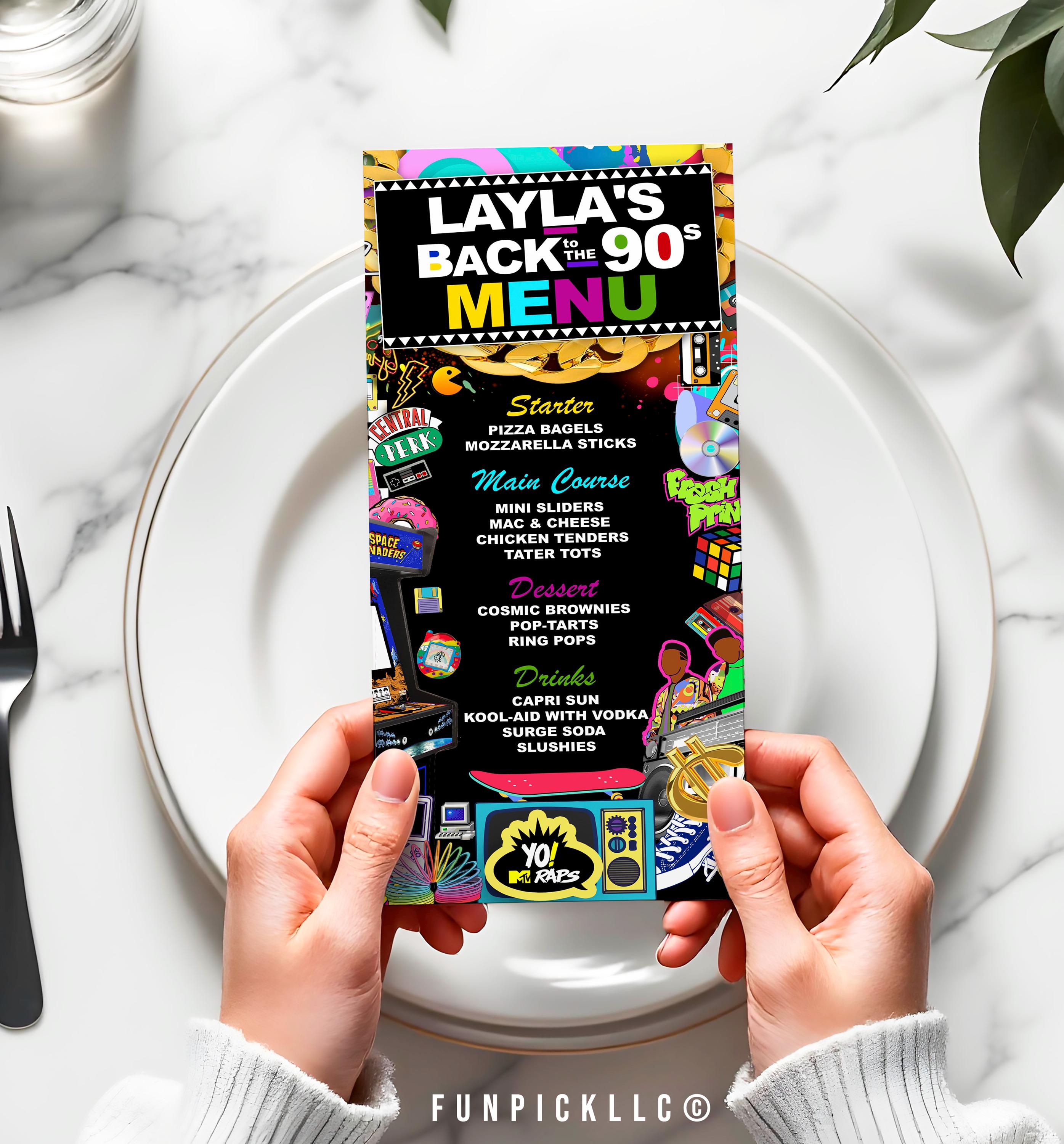 90s Party Menu Template: Retro Y2K Design (digital Download) - HP06 - Etsy