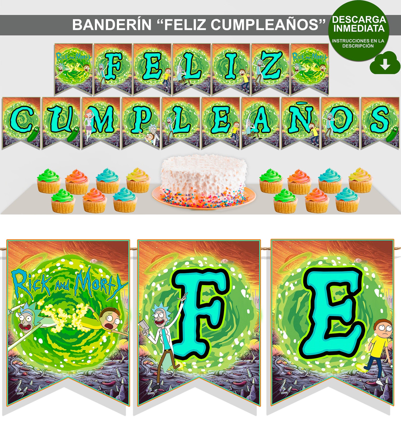 DIGITAL Feliz Cumpleaños de Rick y Morty Banderín de Rick | Etsy España DIGITAL Feliz Cumpleaños de Rick y Morty Banderín de Rick | Etsy España