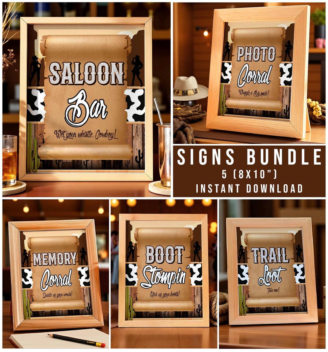 Cowboy Sign Bundle - Cowgirl Signage - Western Theme - Rodeo Party ...