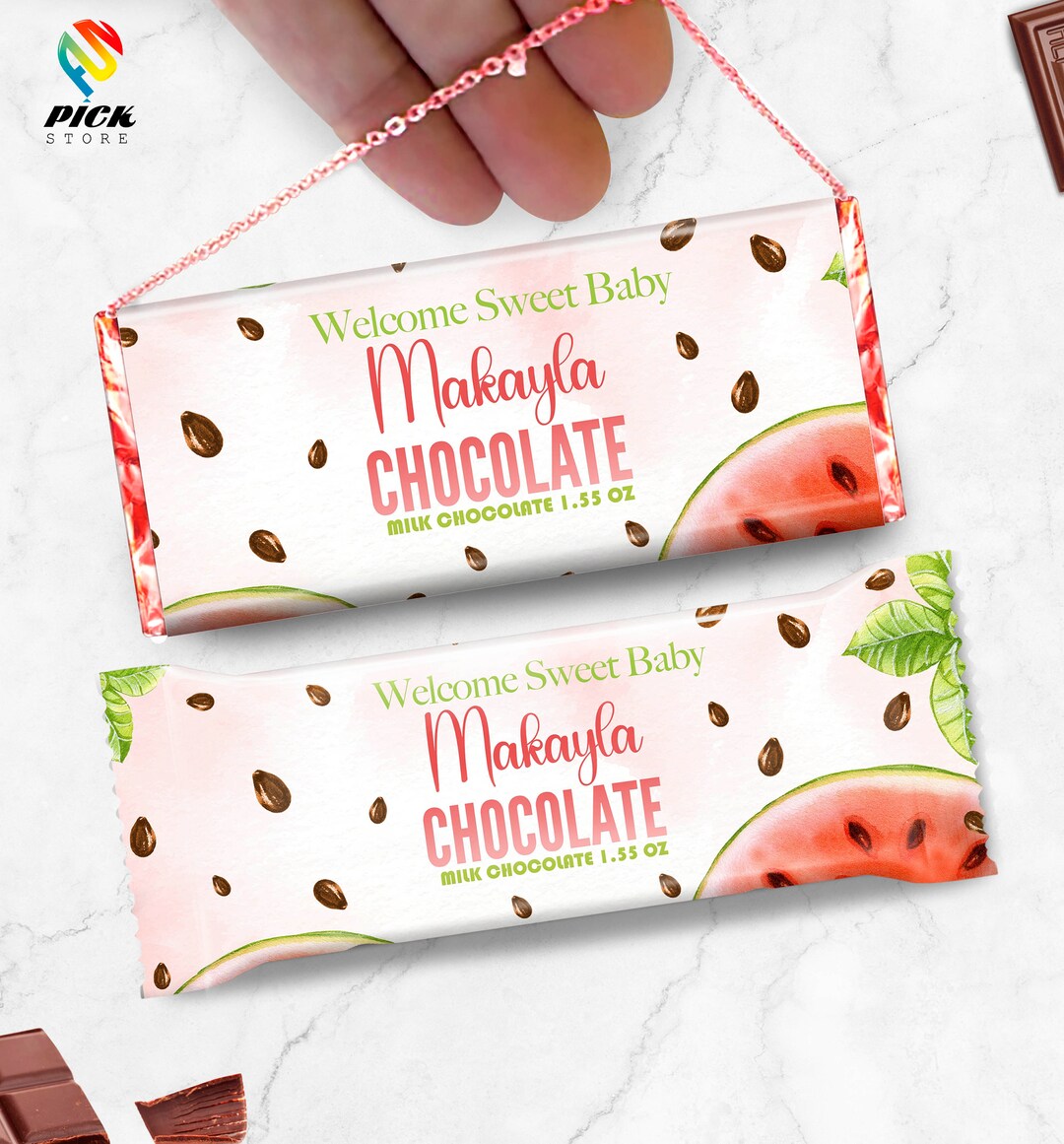Watermelon Chocolate Bar Wrapper: Summer Party Favor (DIY FILE) - Etsy