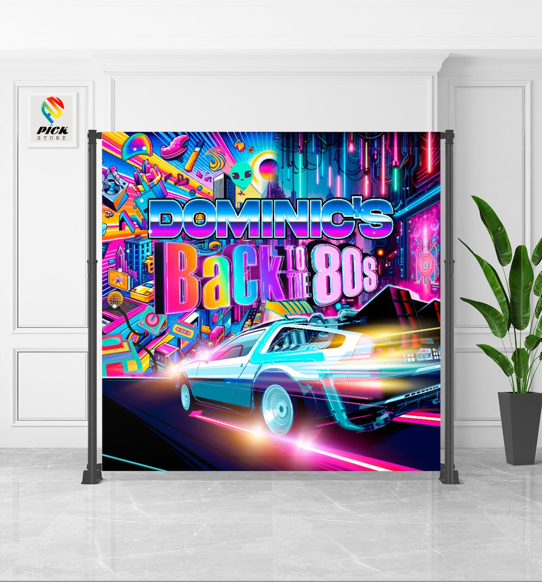 Vintage 80s Birthday Banner, Back to the 80's Backdrop, Retro Wall ...