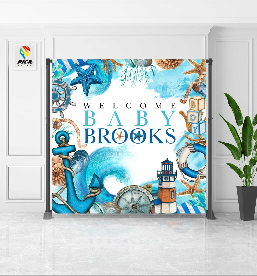 Nautical Baby Shower Backdrop: Sailboat Adventure Banner (digital File ...