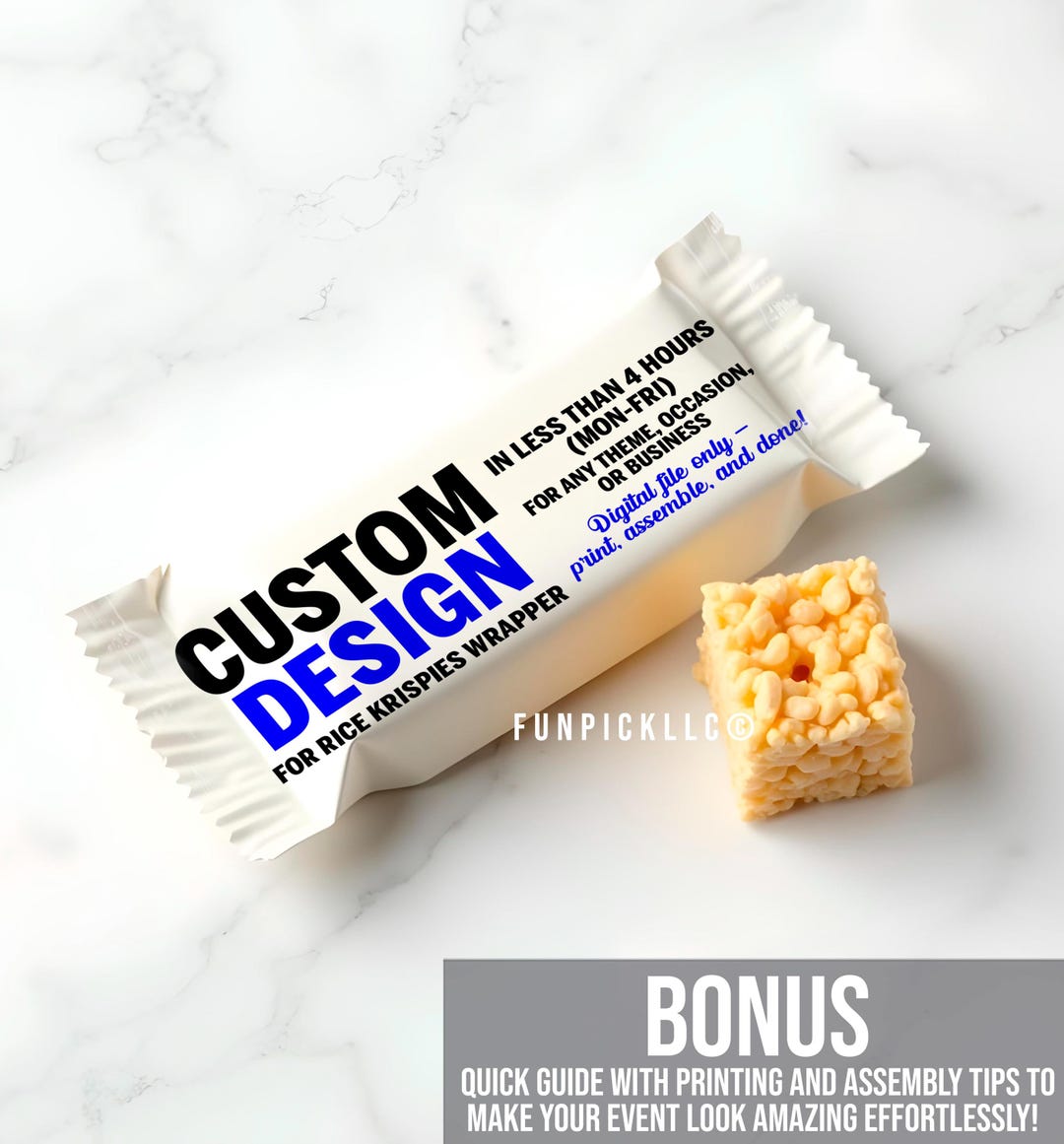 Custom Rice Krispies Treat Wrapper: Personalized Party Favors (digital ...