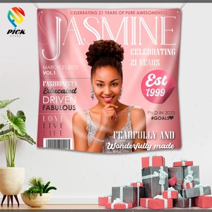 DIGITAL FILE | Pink Magazine Cover Backdrop | Birthday Women Banner ...