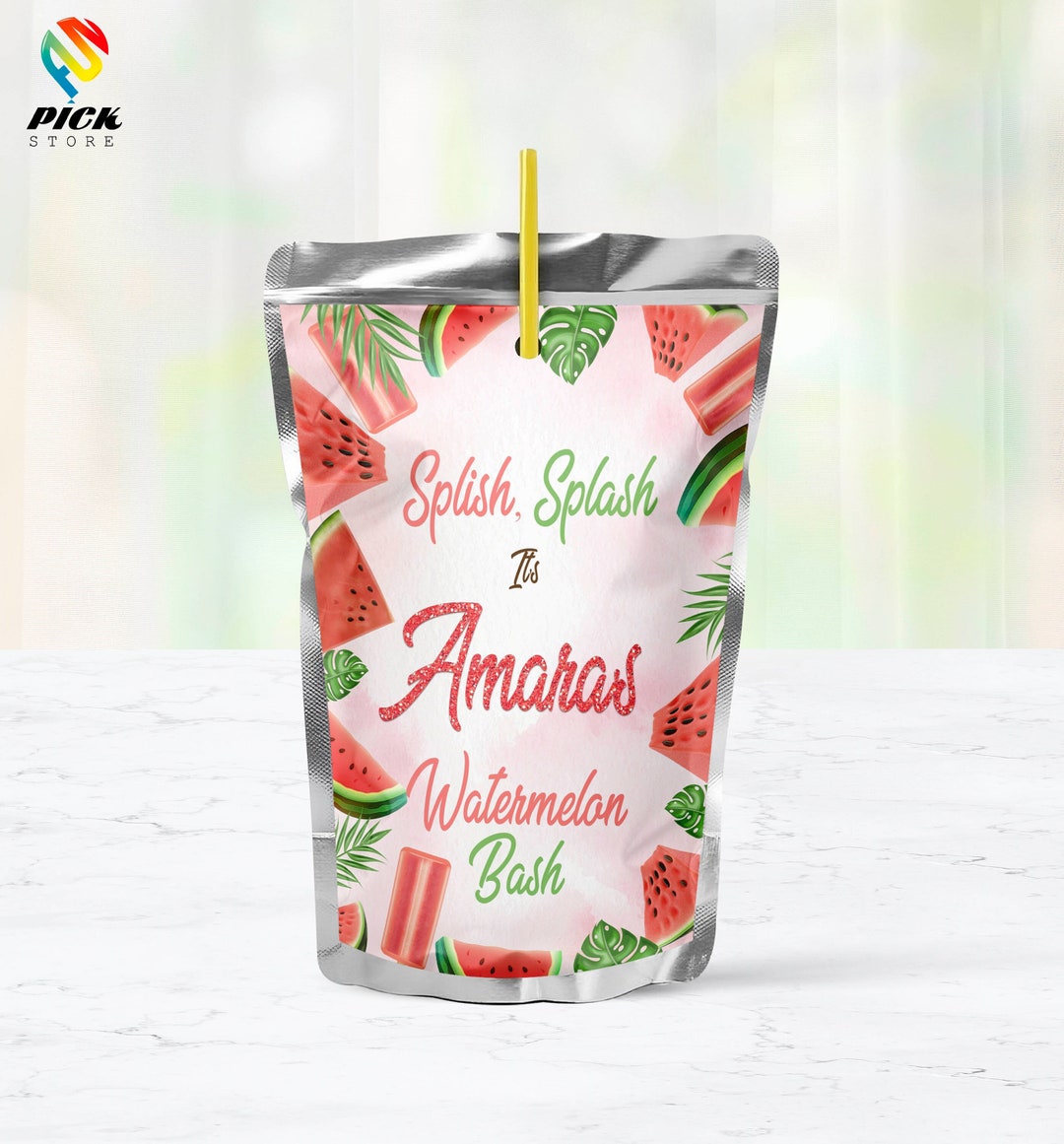 Watermelon Juice Pouch Label, Summer Fruits Drink Label, Fruits Drink ...