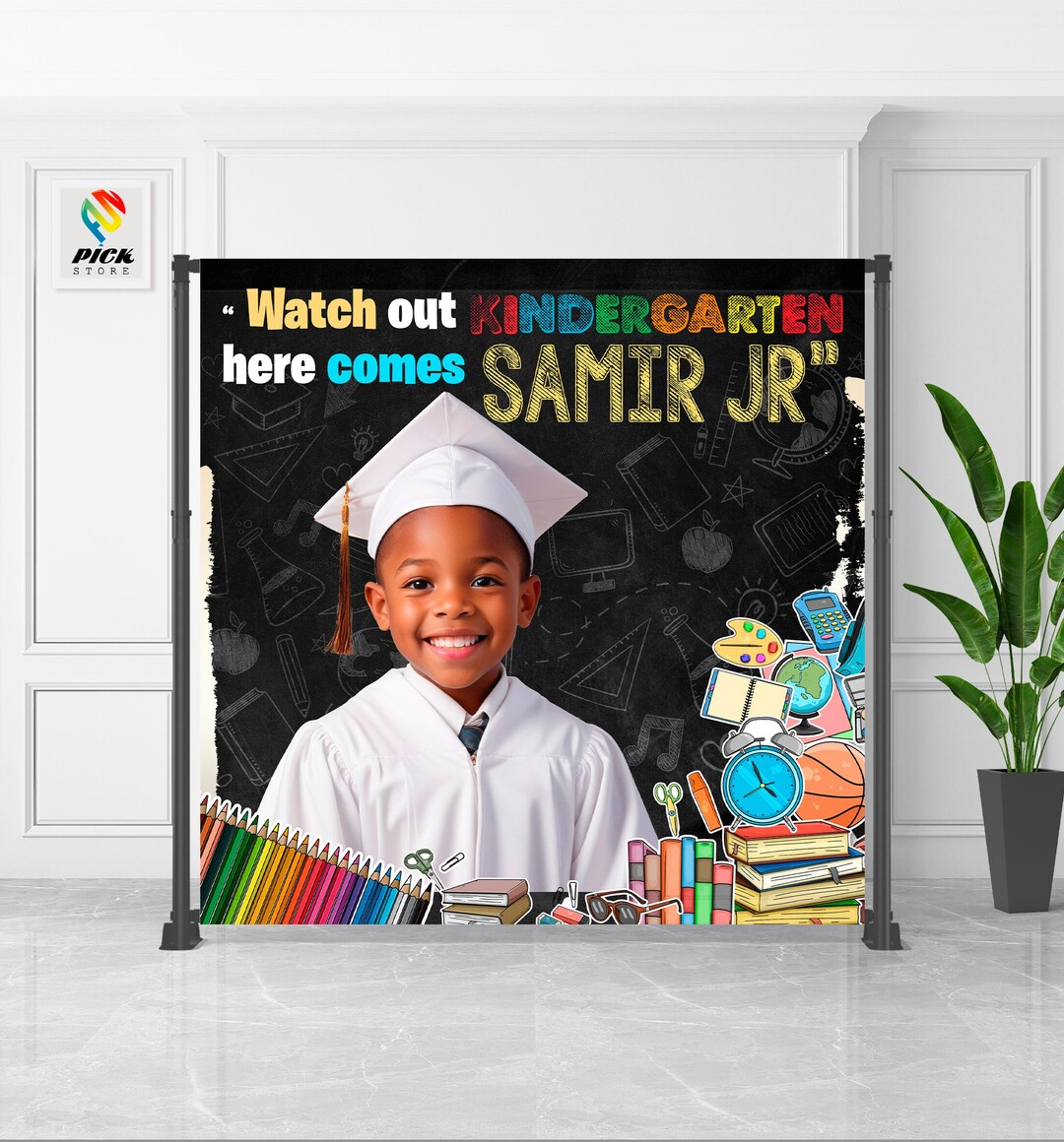 Kindergarten Graduation Backdrop Cute Kids Prom Banner Preschool ...