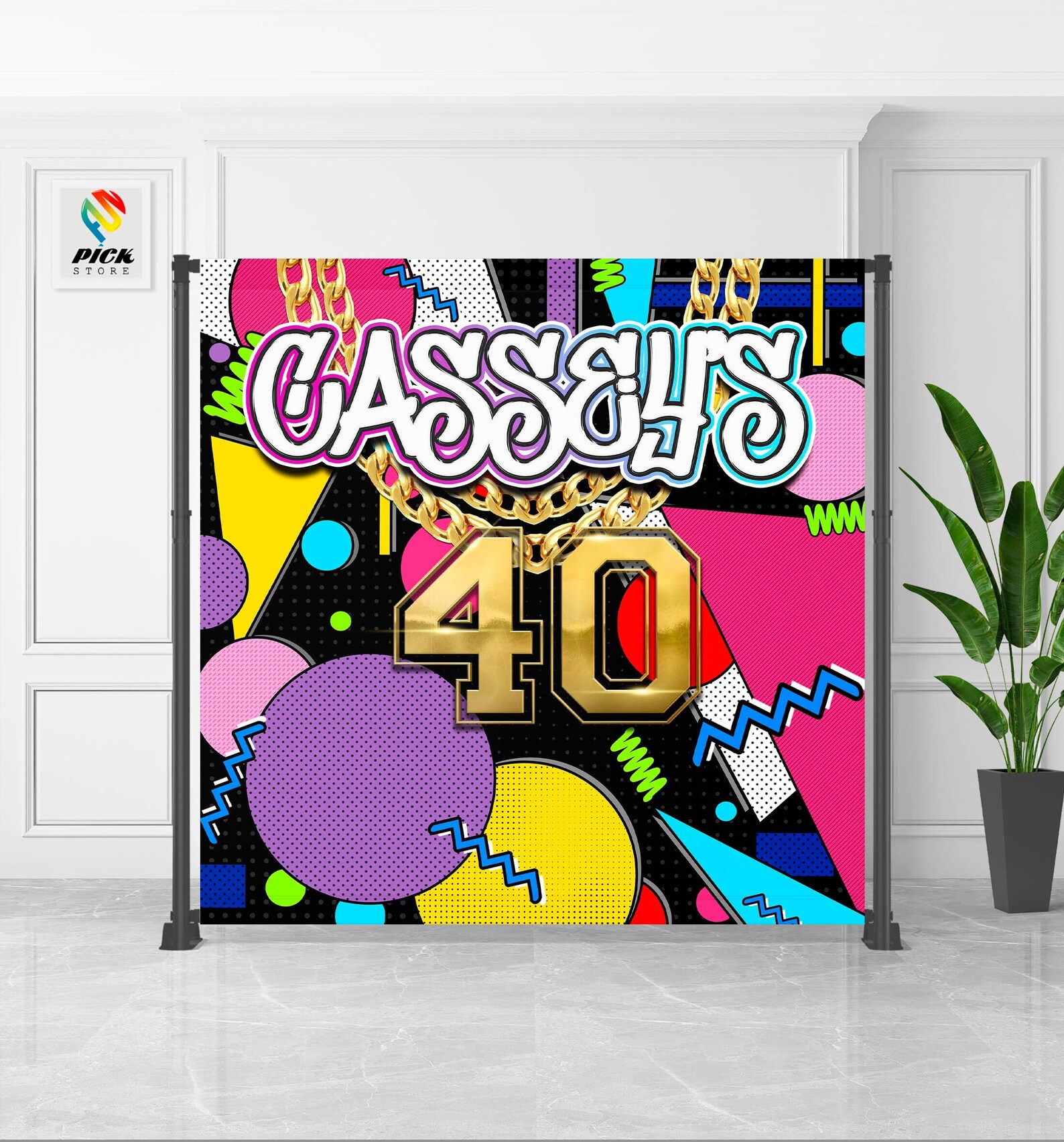 80s Retro Birthday Backdrop: Memphis Style Party Banner (digital File ...