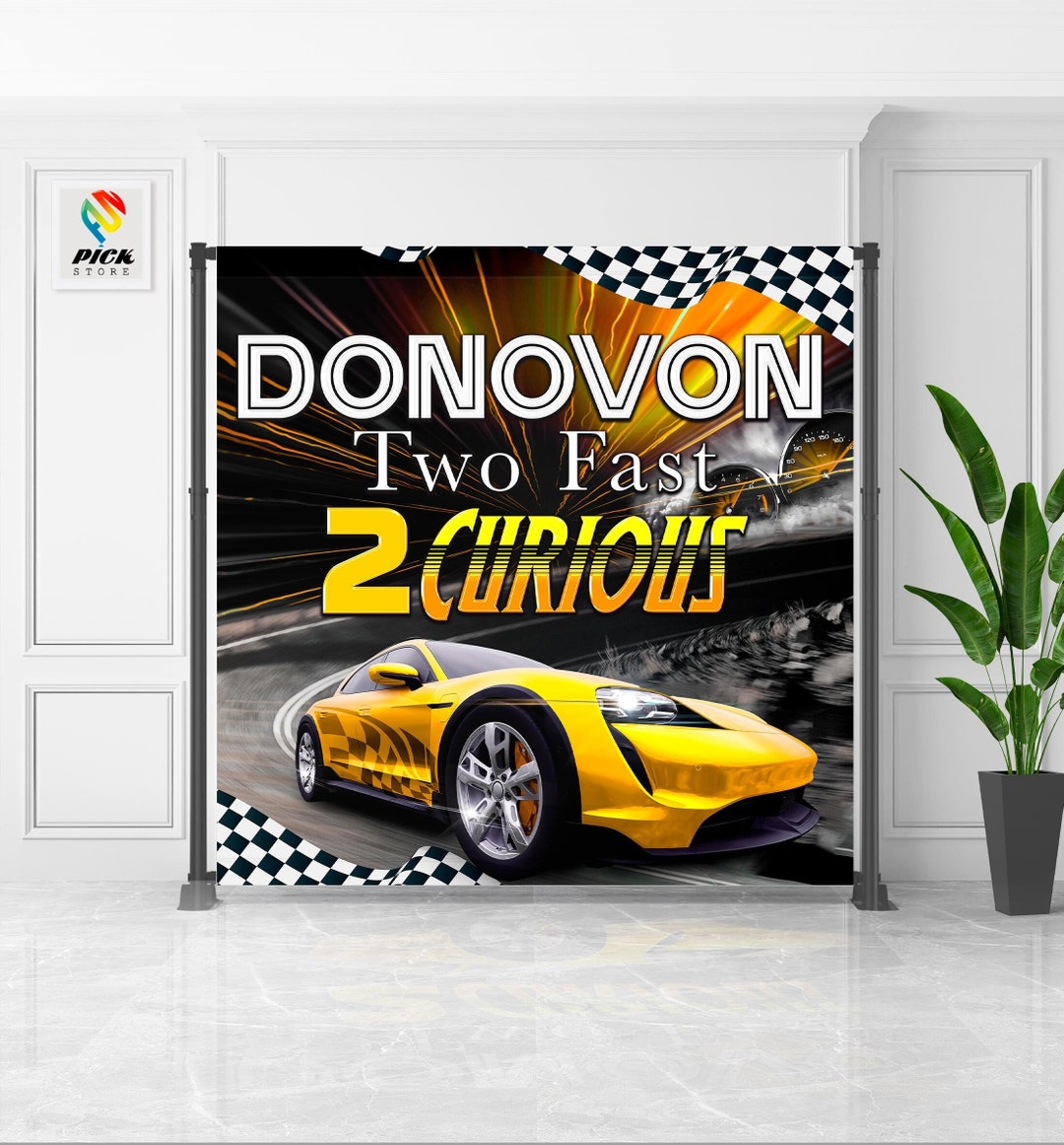 Yellow Race Car Birthday Backdrop: Racing Party Banner (digital File ...