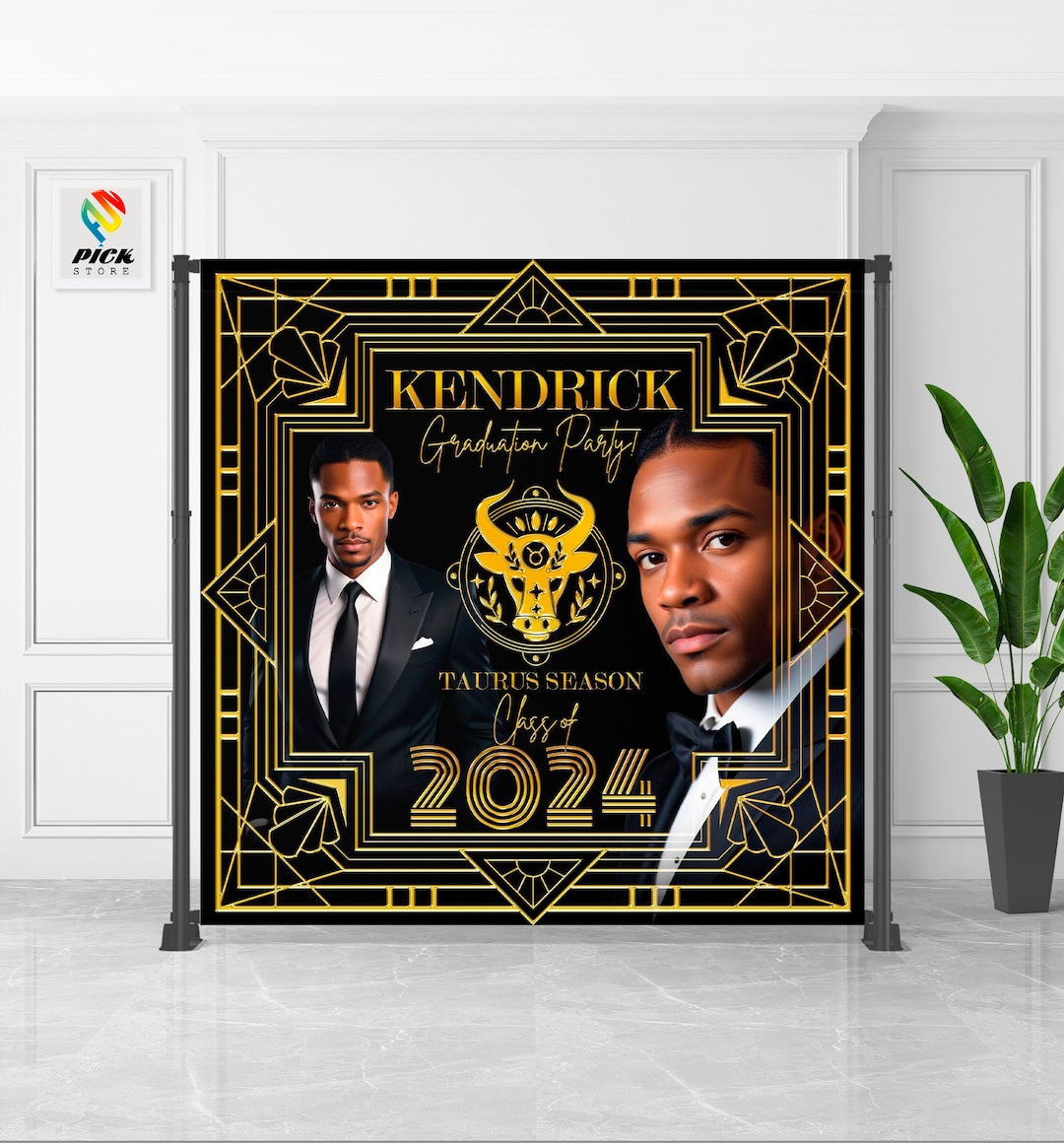 Black and Gold Prom Backdrop Senior Prom Banner Red and Silver Party ...