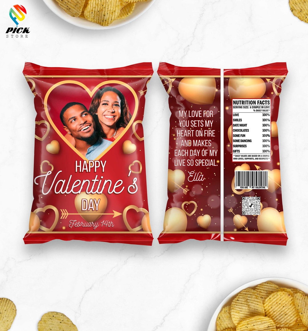Valentine's Day Chips Bag | Best Friend Custom Bag | Bag for Valentine ...
