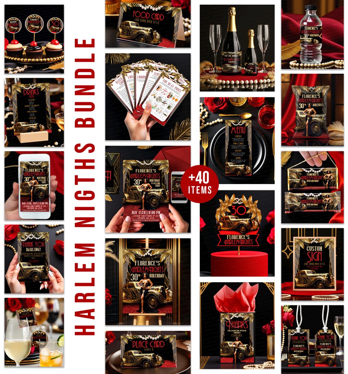 Harlem Nights Birthday Bundle: Great Gatsby Mega Kit, Set of 40 ...