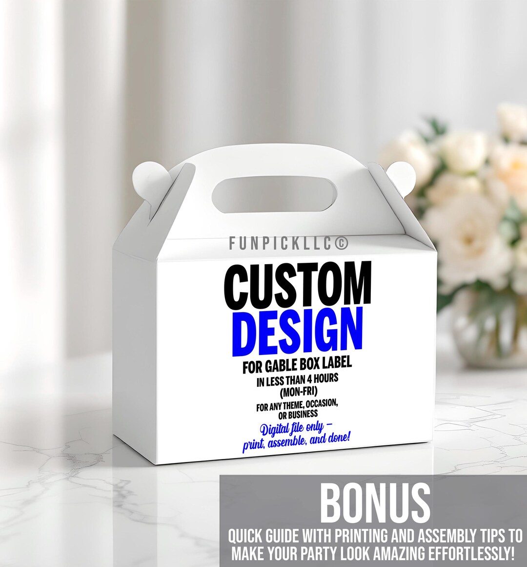 Custom Gable Box Label Design, Personalized Box Label, Custom Theme ...