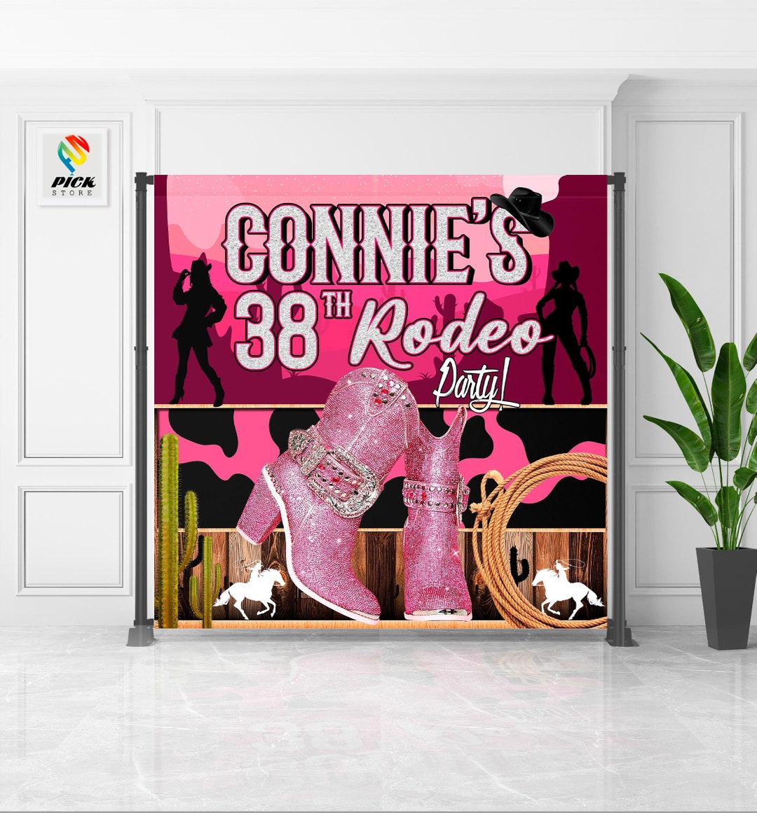 Cowgirl Birthday Banner, Rodeo Backdrop, Country Wall Decor, Wild ...