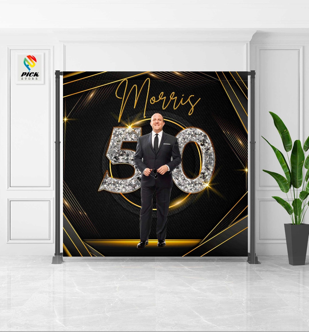 Men Birthday Backdrop Happy Birthday Banner Birthday Decoration Party ...