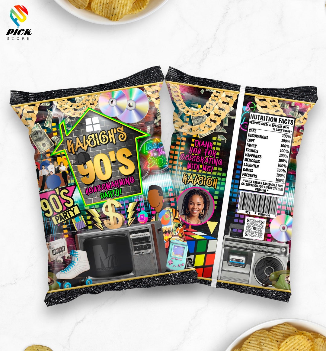 Back to the 90s Chip Bag Wrapper, 90s Theme Snack Bag , Throwback ...
