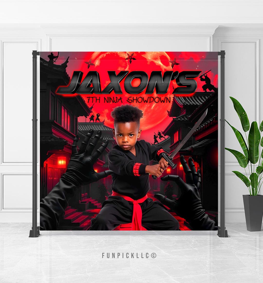 Ninja Photo Banner | Samurai Backdrop | Warrior Wall Decor | Katana ...