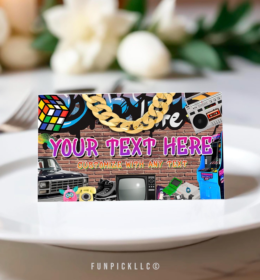 Vintage 90s Food Label for DIY, Back to the 90's Food Tent, Retro Theme ...