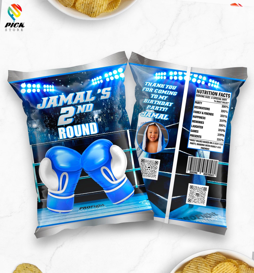 Boxing Birthday Chip Bag Wrapper: Little Champ Favor (DIY File ...