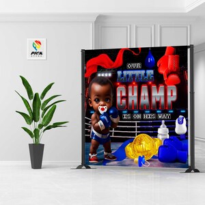 Little Prince Boxer Baby Shower Backdrop: Boxing Ring Banner (digital ...